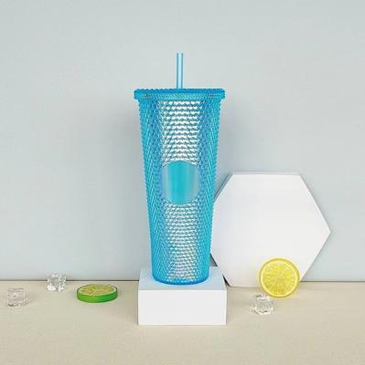 China ins hot sale 750ml new design water bottle/drinking bottle/colorful bottle/STRAW CUP/Diamond water Cup/factory wholesale for sale