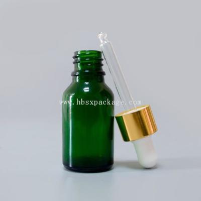 China 20mL blue essential oil glass bottle with child proof dropper plastic rubber cap for sale