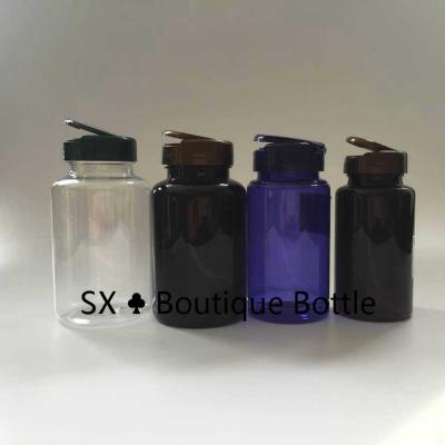 China 225ml Pharmaceutical Blue PET Plastic Health Care Medical Pill Bottle flip cap for sale