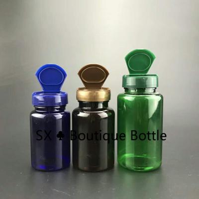 China 225ml Pharmaceutical Blue PET Plastic Health Care Medical Pill Bottle flip cap for sale