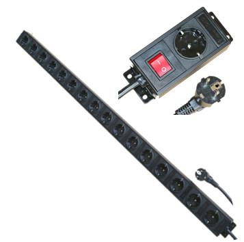 China Multi Plug 16 Way European Power Strip For Network / Laboratory / Factory 250V 16A for sale