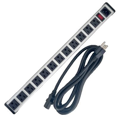 China 12 Way US Outlet Power Strip with IEC Input C14,Metal Power Bar with C13,NEMA Plug Power Cord for sale
