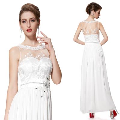 China Bateau Neck Ankle length Floral Lace Prom Dress Illusion Neckline Evening Dress for sale