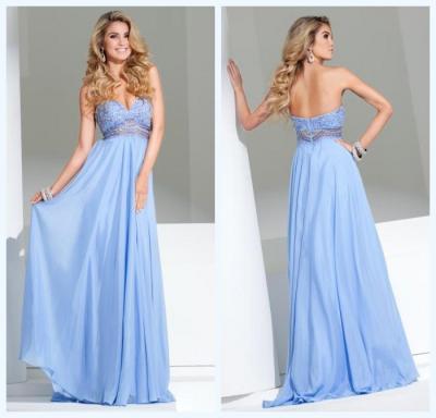 China Customized Light Blue A Line Chiffon Prom Dresses Plus Size for Girls for sale
