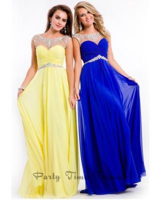 China Yellow Round Neck Womens Evening Dresses , Sweetheart Beaded Floor Length Dresses for sale