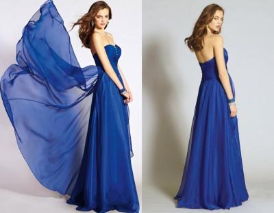 Chiffon Crystal Beaded Evening Dresses , Sweetheart Full Length Ladies Party Dresses