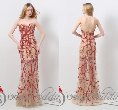China Sheer Tulle Mermaid Womens Evening Dresses , Sweetheart for sale