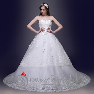 China Bling Crystal Sweetheart Wedding Gowns Pearls Flower Applique for sale