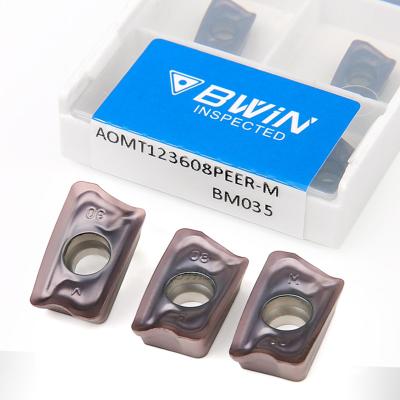 中国 AOMT 123608PEER の金属旋盤の炭化物の挿入物のステンレス製の速い送り 販売のため