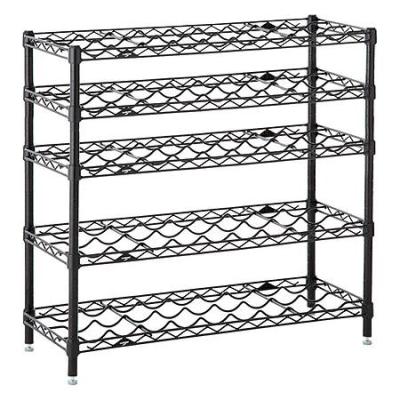 China Black Coated Wine Commercial Wire Shelving Rack ,  5 Shelf Wire Storage Unit for sale