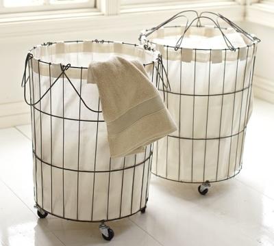 China Epoxy Powder Coating Iron Wire Large Capacity Wire Mesh Laundry Basket for sale