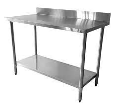 China Klimahandelsedelstahl-Tabelle mit Splashback für Kantine zu verkaufen