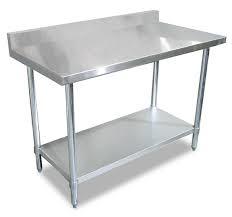 China Silver Color Metal Work Table With Splashback One - Piece Structure Corrosion Protection for sale