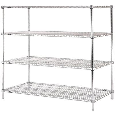 China Stable Leveling Feet  Commercial Wire Shelving  /  Matal Silver Rack In Shopping Mall for sale