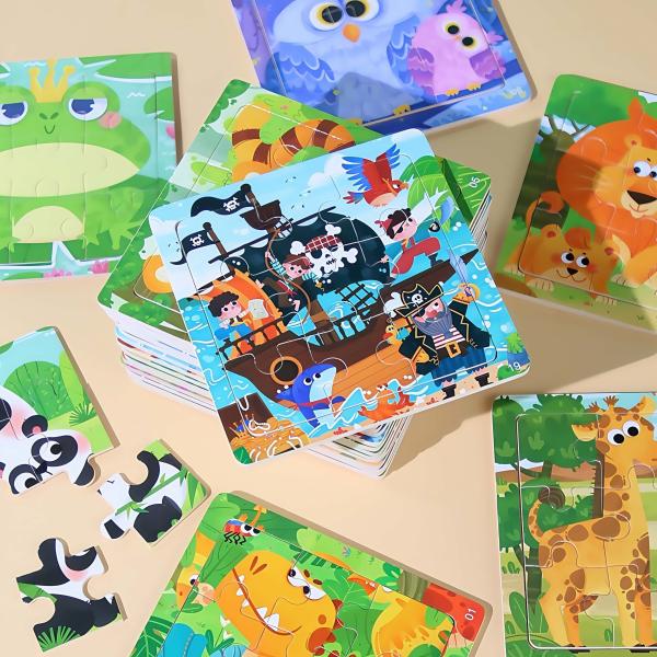 Quality 9pcs Toddler Great Gift Children Preschool Colorful Dinosaur Animals Wooden Jigsaw Puzzles for sale