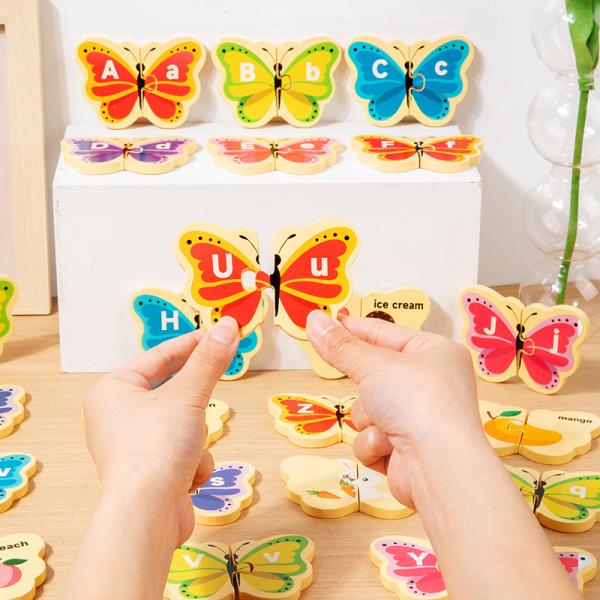 Quality Children's Wooden butterfly Letter Puzzle Children's Puzzle Wooden Toys for sale