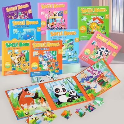 China Customized Wood Carton 3 in 1 3d Puzzles Board Games Paper Montessori Educational Learning Jigsaw Book Toys for Kids Boys Girls for sale