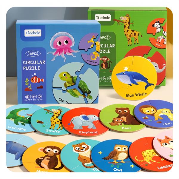 Quality Children Puzzle Board Game Wooden Pair Animal Matching Puzzle Interactive Focus Logic Training Toy Educations Toys for Kids for sale