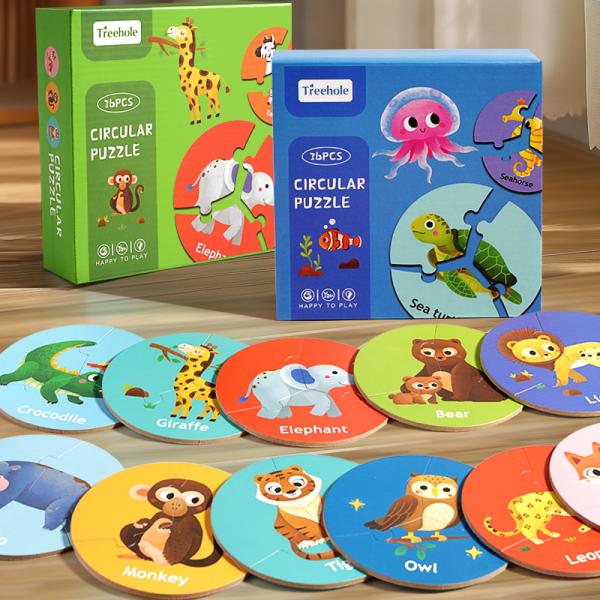 Quality Children Puzzle Board Game Wooden Pair Animal Matching Puzzle Interactive Focus for sale