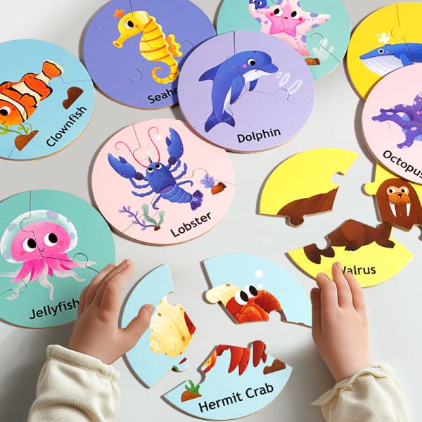 Quality Children Puzzle Board Game Wooden Pair Animal Matching Puzzle Interactive Focus for sale