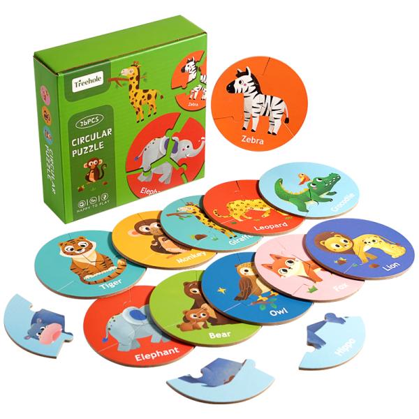 Quality Children Puzzle Board Game Wooden Pair Animal Matching Puzzle Interactive Focus for sale