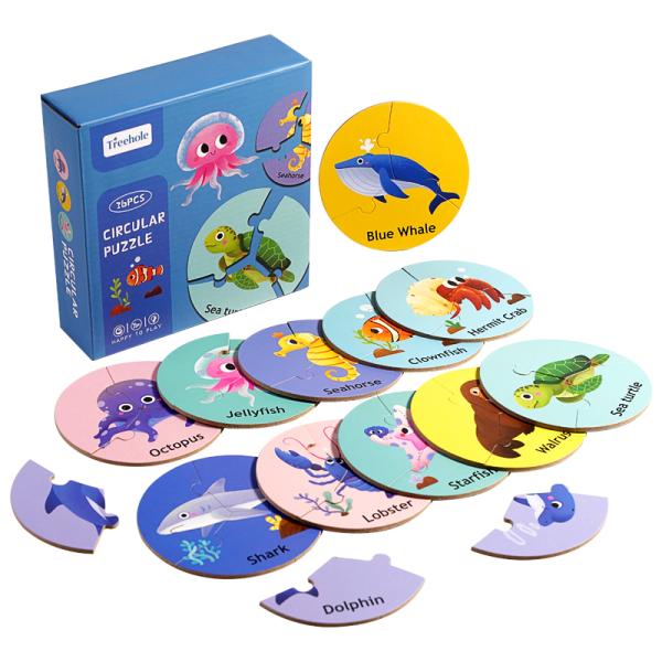 Quality Children Puzzle Board Game Wooden Pair Animal Matching Puzzle Interactive Focus for sale