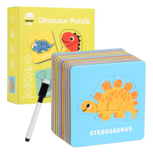 Quality Muti Functional Cartoon Dinosaur Diy Drawing Montessori Educational Learning Jigsaw Puzzle Board Game Toys for Boys Girls for sale