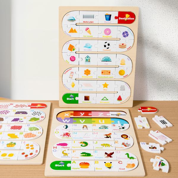 Quality Wooden Alphabetic Puzzle Toy Early Childhood Enlightenment Logic Matching Puzzle for sale