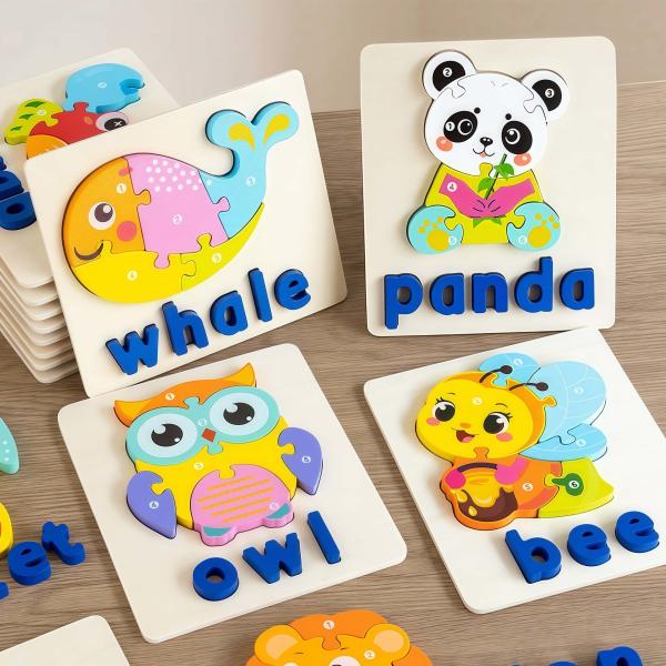 Quality 2025 Early Educational 3d Animal Traffic Jigsaw Game Children Cognitive Wooden Matching Puzzles Board Toys for Kids Boys Girls for sale