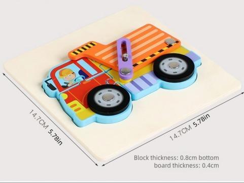 Quality Wooden Vehicle Puzzle Baby DIY Education Development Toy Montessori Color Shape for sale