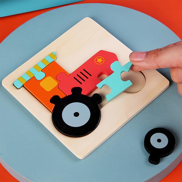 Quality Cartoon Laser Cut 3d Wood Anime Puzzle Children Educational 3d Traffic Shape for sale