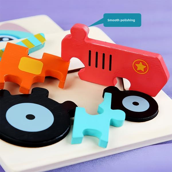 Quality Cartoon Laser Cut 3d Wood Anime Puzzle Children Educational 3d Traffic Shape for sale