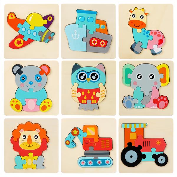 Quality Cartoon Laser Cut 3d Wood Anime Puzzle Children Educational 3d Traffic Shape for sale