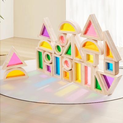 China Montessori Wooden Toys Rainbow Sensory Stacking Blocks Acrylic Building Blocks for Kids for sale