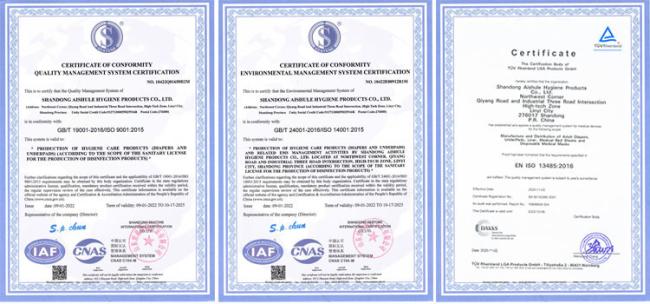 Product certification document