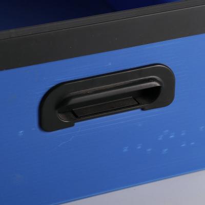 China Strong Frame Reusable Plastic Shipping Boxes Black Blue Plastic Crate Container  Moving Box for sale