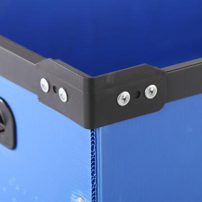China Strong Frame Reusable Plastic Shipping Boxes Black Blue Plastic Crate Container  Moving Box for sale