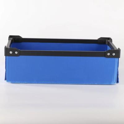 China Strong Frame Reusable Plastic Shipping Boxes Black Blue Plastic Crate Container  Moving Box for sale