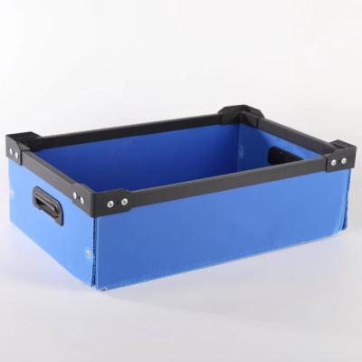 China Strong Frame Reusable Plastic Shipping Boxes Black Blue Plastic Crate Container  Moving Box for sale