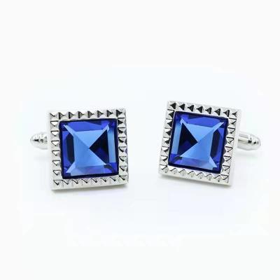 Cina Le camice degli uomini di Diamond Cufflinks Blue Color Fo del quadrato del metallo uniscono in lega il materiale di rame in vendita