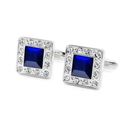 Cina Le camice degli uomini di Diamond Cufflinks Blue Color Fo del quadrato del metallo uniscono in lega il materiale di rame in vendita