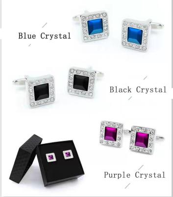 Cina Le camice degli uomini di Diamond Cufflinks Blue Color Fo del quadrato del metallo uniscono in lega il materiale di rame in vendita