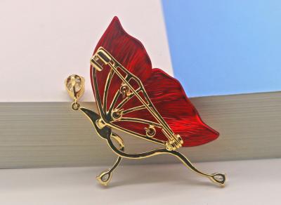 Cina Catenaccio rosso di Diamond Brooch Pin With Copper del petalo per abbigliamento in vendita