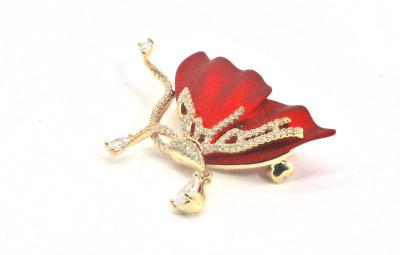Cina Catenaccio rosso di Diamond Brooch Pin With Copper del petalo per abbigliamento in vendita