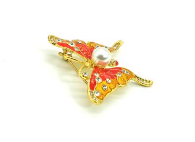Cina ODM rosso di Pin Inlaid Diamond For Clothing della fibula di modo della farfalla in vendita