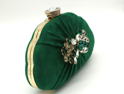 Cina Borsa verde di sera di modo, borsa di frizione della cena Diamond Inlaid 21cm×14.5cm in vendita