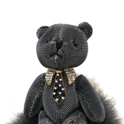 Cina la chiave Ring Silver Reflective Cloth Material della bambola dell'orso 3D ha riempito la dimensione del cotone 13cm in vendita