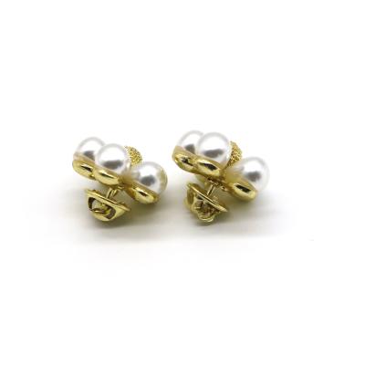 Cina ODM dell'OEM di dimensione di Diamond Cufflinks Inlaid Pearl 1.5cm×1.5cm degli uomini dell'oro in vendita