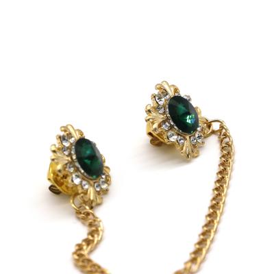 Cina Retro verde Crystal Alloy Material della nonna di Diamond Collar Lapel Pin Inlaid in vendita