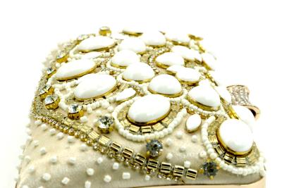 Cina Diamond Beige Clutch Evening Bag, donne che anche il ODM della perla intarsiato borsa in vendita